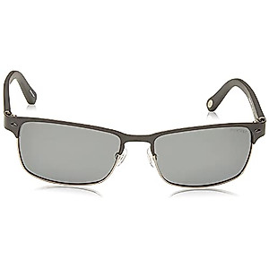 Fossil FOS3000ps Polarized Rectangular Sunglasses, Matte Black Ruthenium, 57 mm