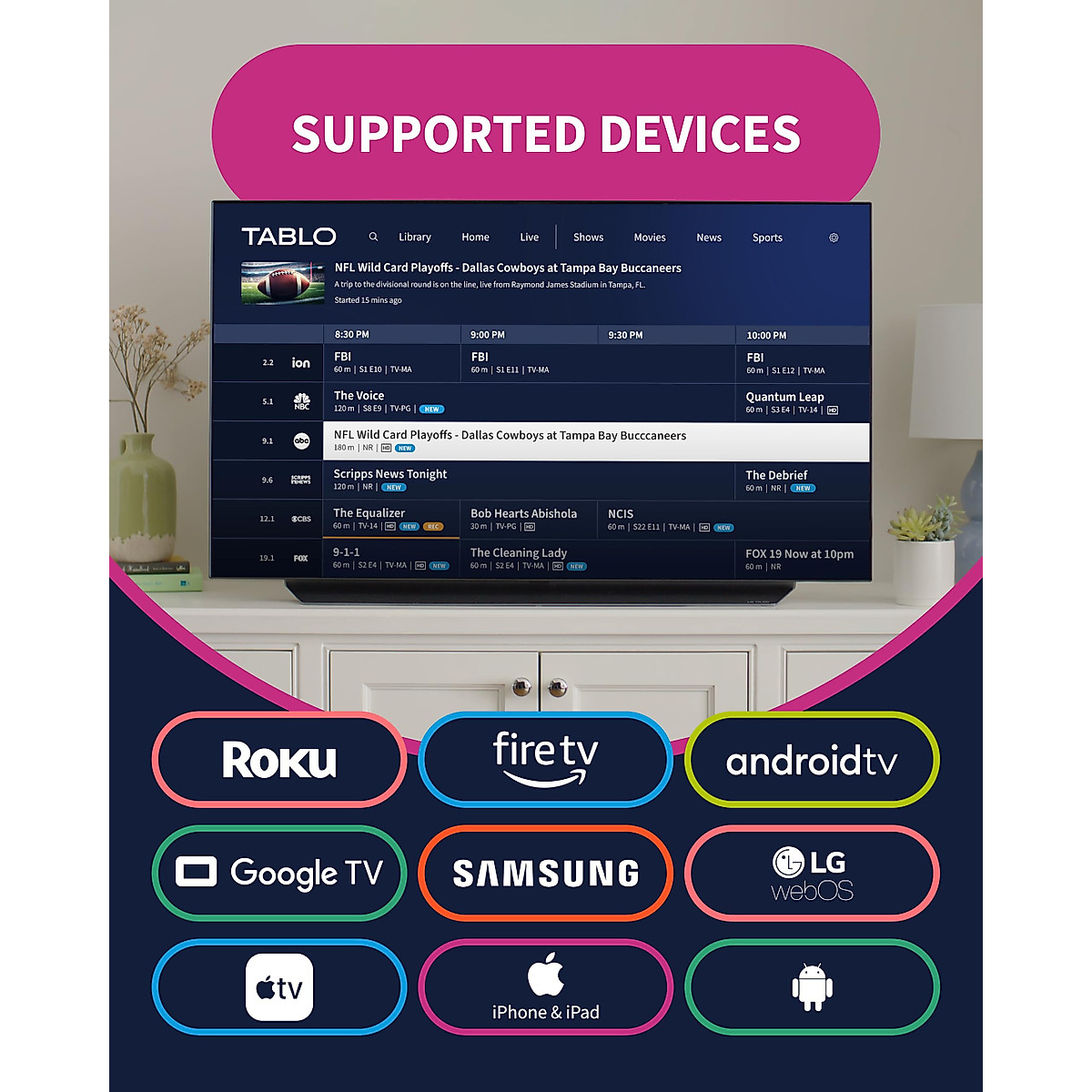 Tablo 4th Gen 2-Tuner Over-The-Air (OTA) DVR + 35-Mile Indoor TV Antenna - Watch, Pause & Record Live TV, News, Sports & Movies Throughout Your Home Over Wi-Fi - 50+ Hrs Recording - No Subscriptions