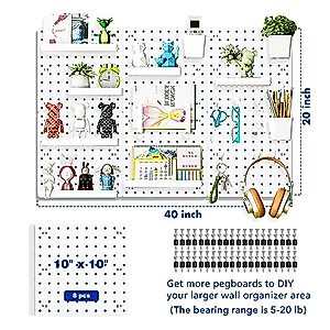 8 Pack Pegboard, Peg Boards, Peg Boards for Walls, Pegboard Wall Organizer, Small Pegboard 10" x 10", Pegboard Plastic Panels for Craft Room, Organizer, Storage, Workbench, Study Room