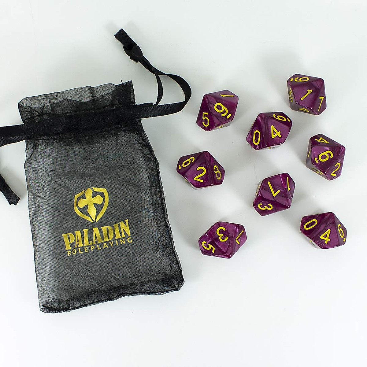 Paladin Roleplaying Maroon Pearl Dice - 8 D10 Set - 'Plum'