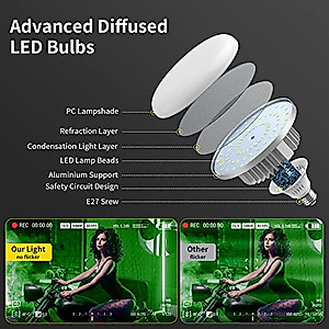 RaLeno Photography Lighting Kit, 2.6m x 3m Background Support System with 3 x 85W 5500K LED Bulbs Softbox and 2-in-1 Reflector, Continuous Softbox Light for Photo Video Shooting