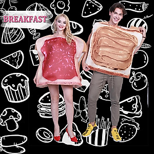 EraSpooky Couple Halloween Costume Bread Slices Peanut Butter and Jelly Costume Adults Cosplay Party Funny Food Mascot (Couple Jam Suit(2PCS))