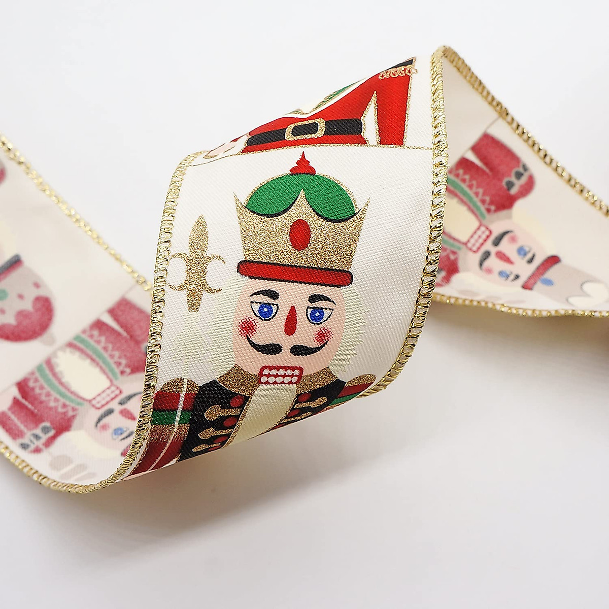 CT CRAFT LLC Ivory Satin Toy Soldier with Wired Ribbon 2.5 Inch x 10 Yards for Christmas Home Decor Tree Topper Bow Gift Wrapping DIY Crafts Wreath Garland