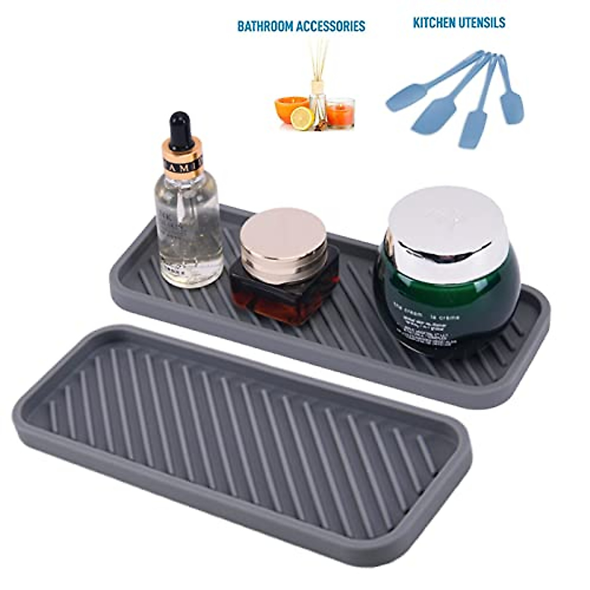 2PCS Silicone Sponge Holder Kitchen Sponge Holder,Silicone Sink Organizer Tray Organizer Tray for Bathroom, Soap Dispenser
