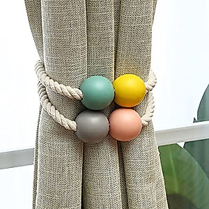 BAMFY 2 Pcs Magnetic Curtain Tiebacks Handmade Rope Holdback Curtain Tie Backs for Living Room, Kitchen, Dining Room, Outdoor, Bedroom, Bathroom (Color : B)