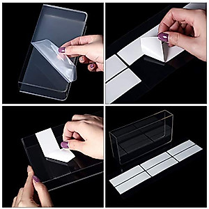 Jetec 2 Pieces Wall Mount Remote Control Holder Acrylic Placed Flat Media Organizer Storage Box with Acrylic Transparent Glue, No Need to Drill Holes (7.5 x 4 x 1.8 Inch, 7.9 x 4 x 2.2 Inch, Clear)