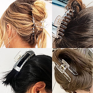 Kitiin Clear Claw Clips for Thick/Fine/Thin Hair, Strong Holding Large Jaw Polycarbonate Clips for Women (3 pcs)