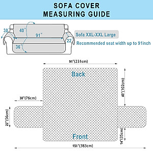 Luxshare Home Reversible 4 Seater Sofa Cover 91 Inch Large Couch Cover Furniture Protector(Sofa XX-Large,Blue/Beige)