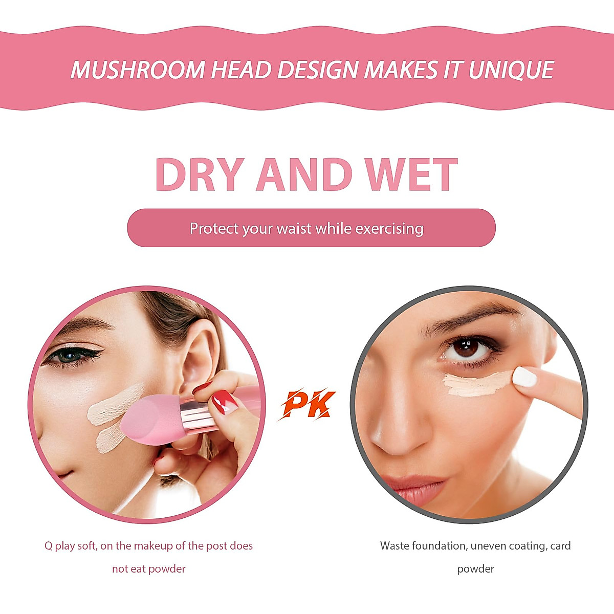 3Pcs Makeup Sponge Beauty Foundation Blending Sponge Makeup Sponge Wedge Foundation Sponges with Handle Cosmetic Professional Beauty Sponge Pink