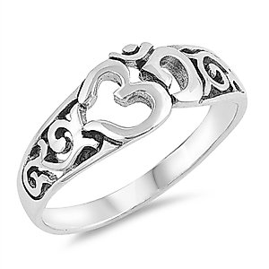 CloseoutWarehouse 925 Sterling Silver Filigree Om Sign Ring Size 7