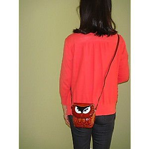 Lovely Owl Designs, Genuine Cowhide Leather Shoulder/crossbody Bag, a Unique and Collectible Small Satchel. (Brown)