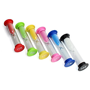 Multicolor Sandglass Timers - Small Colorful Sandglass Sand Clock Colored Timer Suit 30sec / 1min / 2mins / 3mins / 5mins / 10mins (6pcs) Mini Toy Hourglass Set for Kids at Home and School