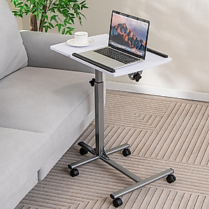 Tangkula Rolling Laptop Desk Cart, Mobile Laptop Stand with Tilting Tabletop, Height Adjustable Bedside Table with Mouse Pad Cup Holder, Ideal for Laptop Bed Sofa Couch
