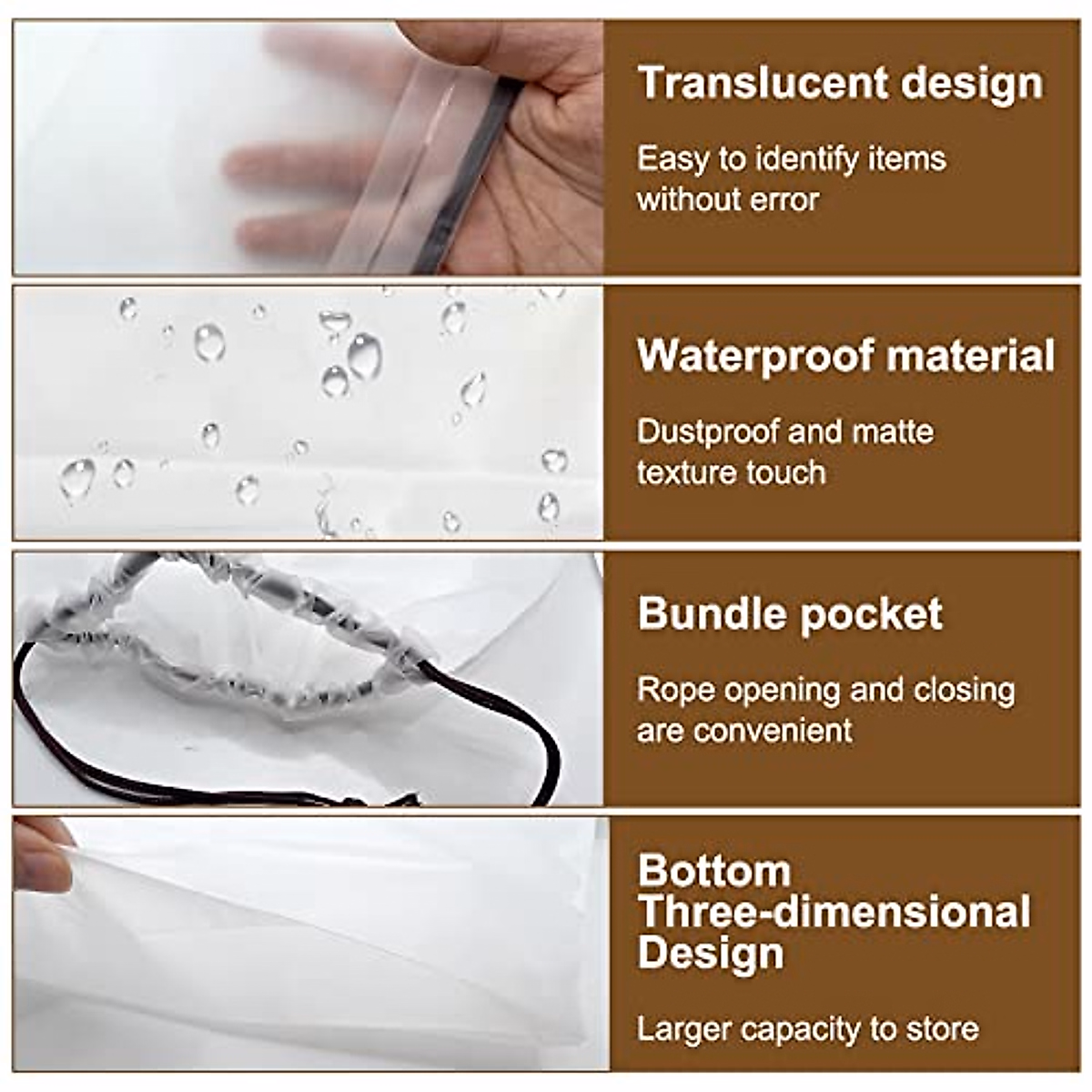 HFYZZ 50 Pieces Shoe Bags for Travel Storage Packing Portable Translucent Drawstring Shoe Bags Organizers Pouches for Men &Women, Dustproof and Waterproof