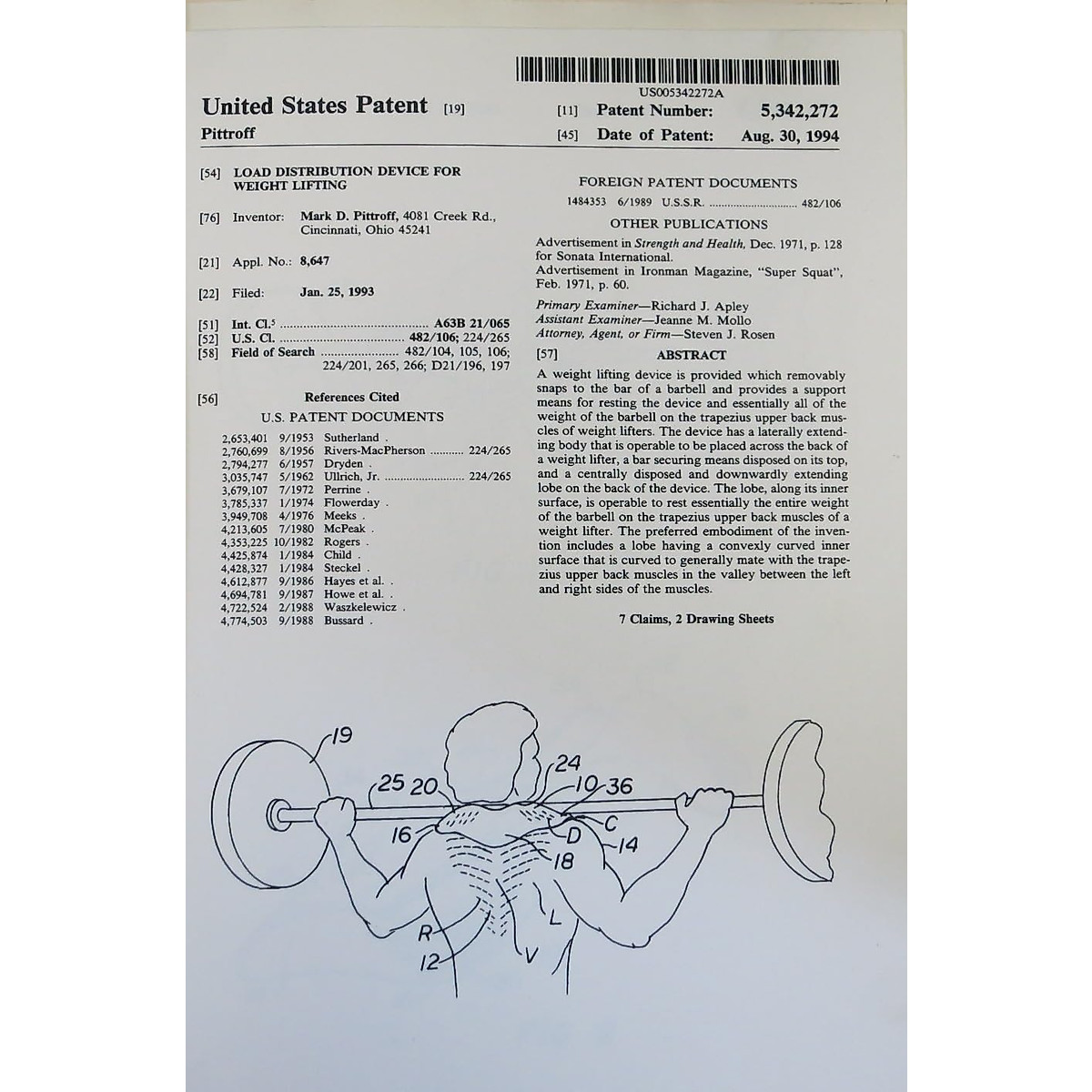 Original Manta Ray by Advanced Fitness, Squat Load Distribution Device