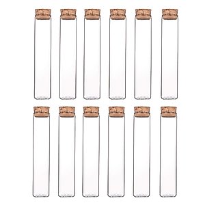 JODIO Glass Test Tubes,18PCS 55ml Clear Flat Test Tubes with Corks Stopper,for Scientific Experiments, Party Decorations, Candy Storage,as Bath Salt Containers(25x120mm)