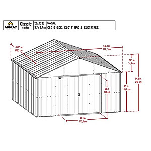 Arrow Sheds Classic 12' x 12' Outdoor Padlockable Steel Storage Shed Building, Charcoal