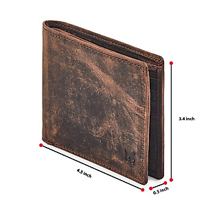 Real Leather Mens Bifold Wallet RFID Blocking Slim Minimalist Front Pocket - Thin & Stylish with ID Window in Gift Box (Crazy Horse, Cognac)