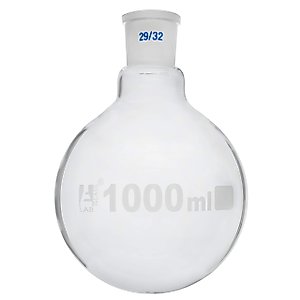 EISCO Florence Boiling Flask, 1000ml - 29/32 Interchangeable Joint - Borosilicate Glass - Round Bottom