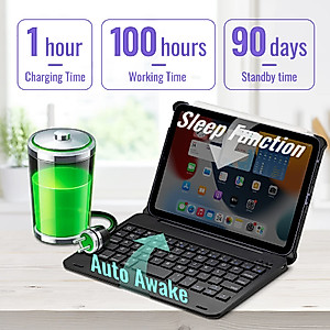 IXTRA iPad Mini 6 Case with Keyboard 2021, 135° Adjustable Laptop Case for iPad 8.3 inch 6th Generation, Wireless Bluetooth Keyboard Case, Apple Accessories, Hard Protective Cover Black