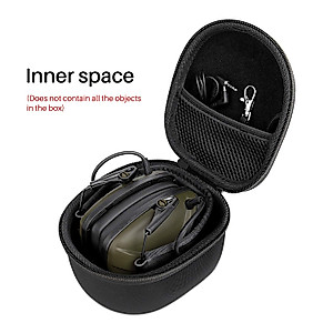 Storage Hard Travel Case Compatible with Howard Leight Impact Electric awesafe Shooting Earmuff and Walker's Razor Slim Muff