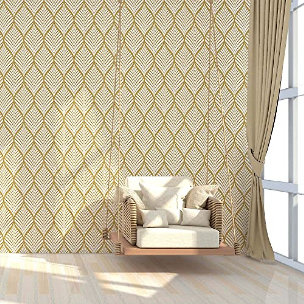 Amaowdc 17.51'' x 118''Gold Wallpaper Peel and Stick Wallpaper Modern Self Adhesive Removable Wallpaper Gold Leaf Texture Wallpaper for Home Decoration Furniture Kitchen Countertop Wall Covering
