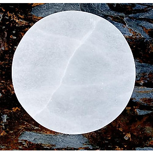 Om Zone Selenite Charging Plate for Cleansing Crystals & Healing Stones, Meditation, Reiki, Protection Crystals, Spiritual Gift (1, 4" Round)