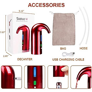 Electric Wine Aerator Pourer, Stopper Multi-Smart Automatic Filter Wine Dispenser - Premium Aerating Pourer and Decanter Spout - wine preserver(Lucky red)