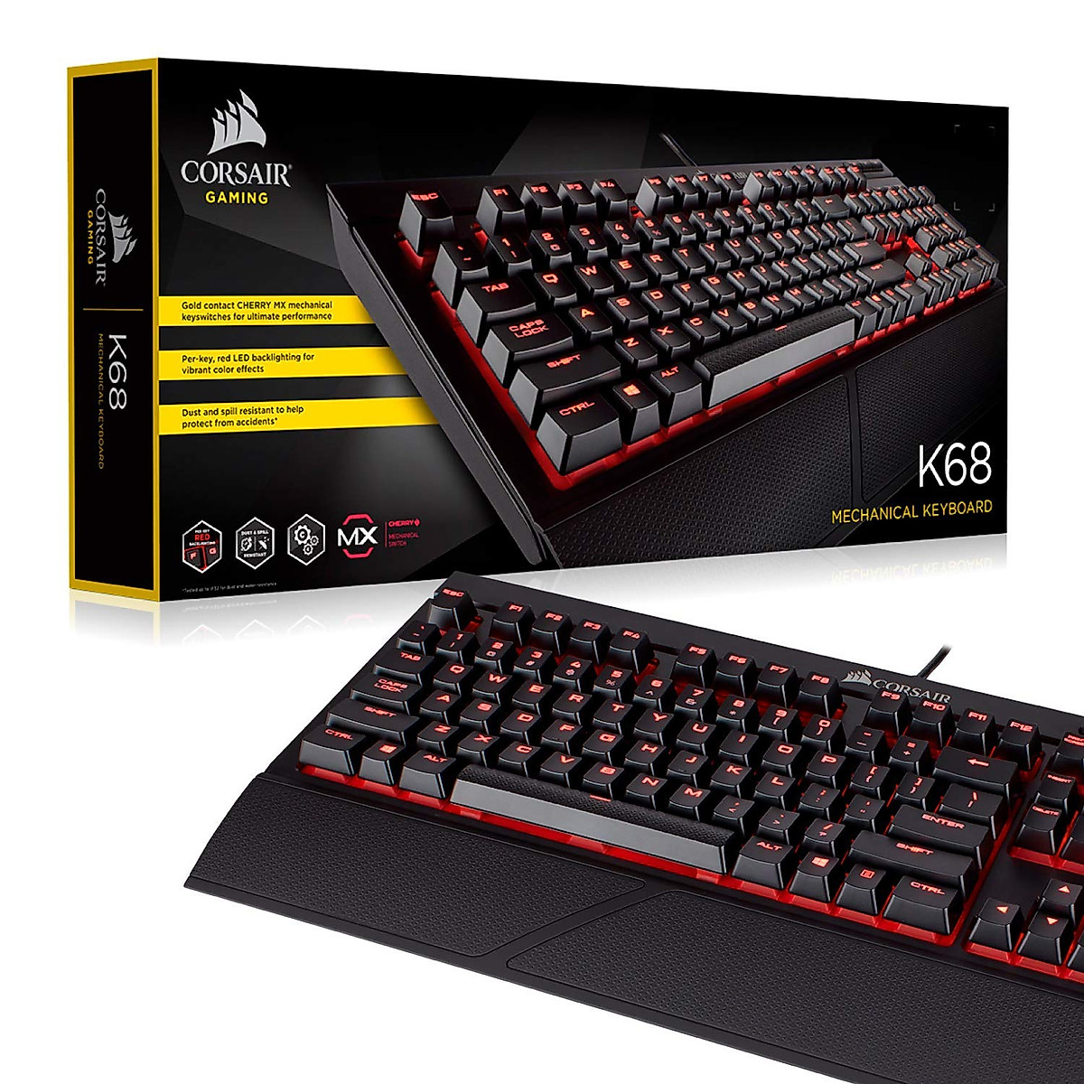 CORSAIR K68 Mechanical Gaming Keyboard Cherry MX Red (Renewed)