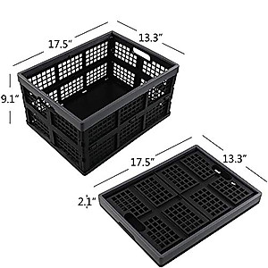 Sosody 34 L Plastic Storage Milk Crates, Large Collapsible Storage Basket, 2 Packs