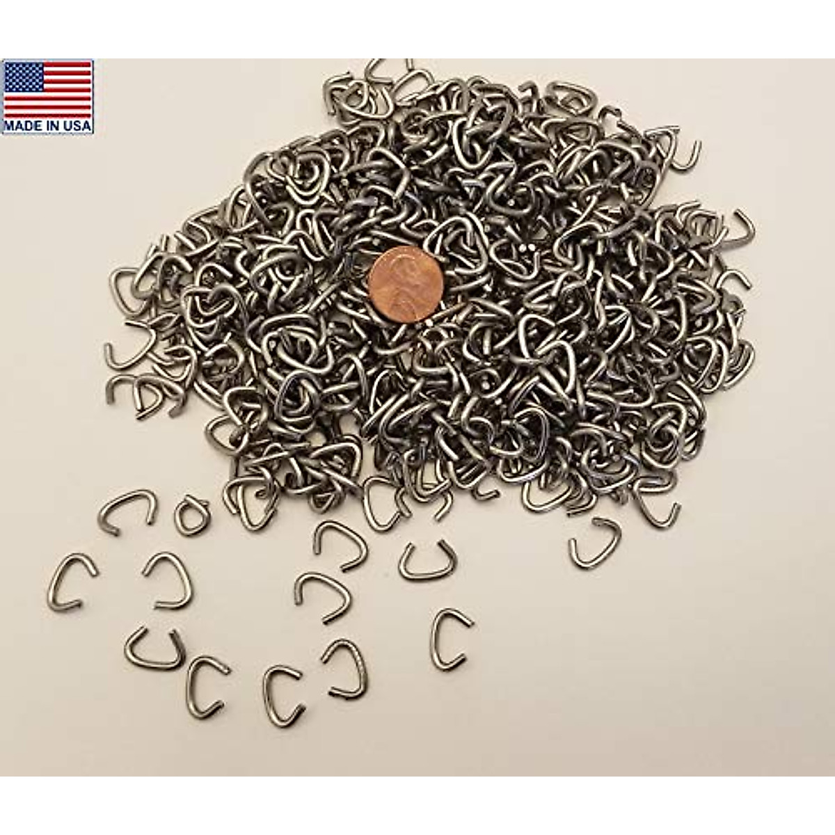 3/8 Galvanized Steel Hog Rings for Rabbit Cages, Traps, Fencing, Sausage Casings, (500 Bulk Pack)
