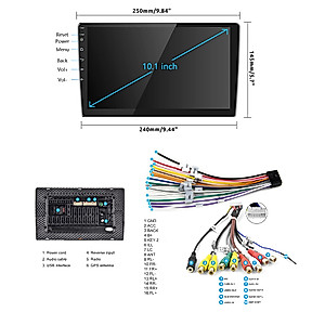 2G 64G Android Double Din Car Stereo with Apple Carplay, Rimoody 10.1 Inch Touch Screen 2 Din Car Radio with GPS Navigation Bluetooth FM HiFi WiFi Android Auto + AHD Backup Camera