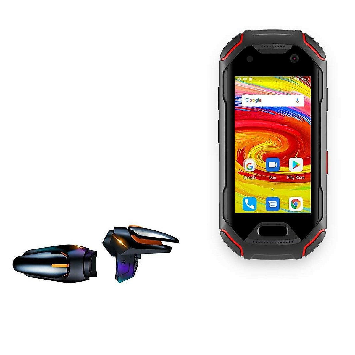 BoxWave Gaming Gear Compatible with Unihertz Atom - Touchscreen QuickTrigger Auto, Trigger Buttons Autofire Gaming Mobile FPS - Jet Black