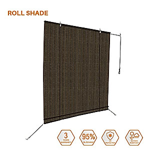 TANG Sunshades Depot Exterior Roller Shade Roll up Shade for Patio Deck Porch Pergola Balcony Backyard Patio or Other Outdoor Spaces Blinds Light Filtering Block 90% UV Rays 7' W x 6' L Brown