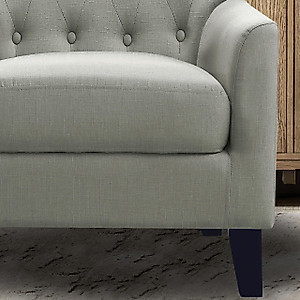 Rosevera Shevonne 30”Accent Fabric Upholstered Arm Tufted Comfy for Reading in Bedroom,Living Room, Sofa Chair,Armchair for Small Space,Wood Legs, Standard, Dove Grey