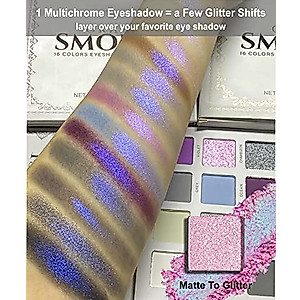 Afflano Smoky Grey Eyeshadow Palette, Highly Pigmented Silver Glitter Black White Gray Smokey Eye Eyeshadow Makeup, Emo Goth Halloween Makeup, Purple Blue Cool Toned Dark Eye Shadow Pallet