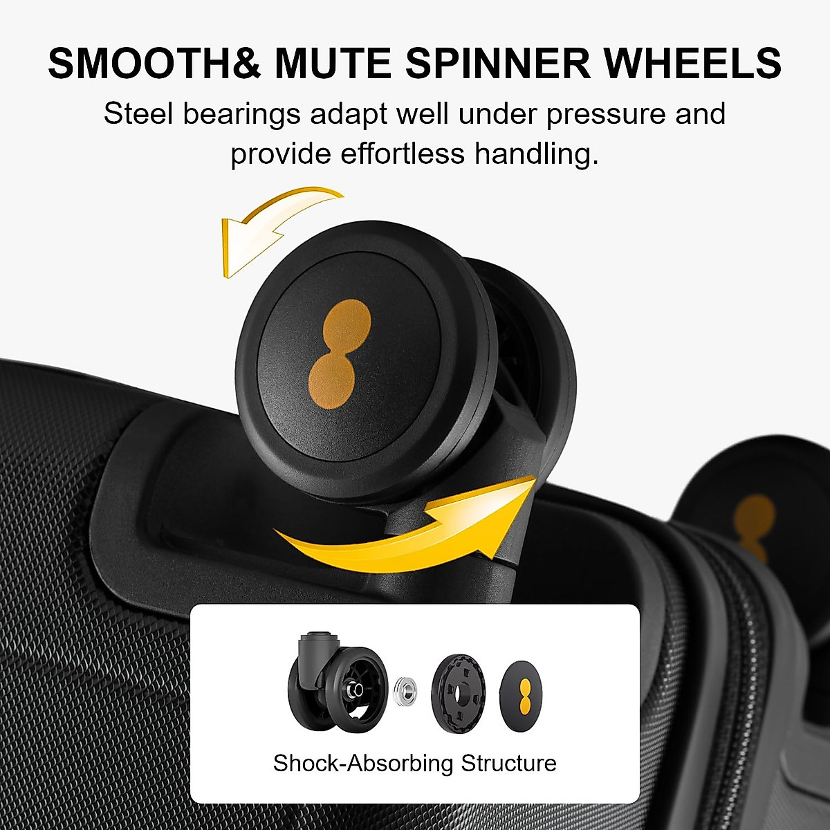 LEVEL8 Trunk Luggage, Large Suitcase 28 Inch Luggage with Spinner Wheels, Luminous Textured 28 Inch Checked Large Luggage, Lightweight Hard Case with Tsa Lock, 28 Inch, Black