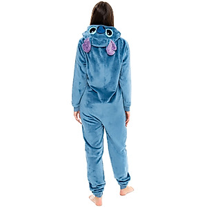 Disney Lilo And Stitch Onesie For Women I Lilo And Stitch Costume Women I Fleece Womens Stitch PJs Blue Size XX-Large