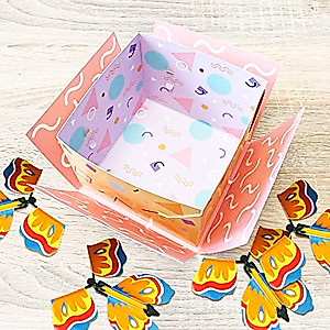 FETTIPOP DIY Butterfly Explosion Gift Box (white-yellow) 7.1x5.5x4.3 inches, Surprise Flying Butterfly Box for Birthday, Party, Father’s and Mother’s Day, Graduations, Anniversaries, Holidays, Any Occasion