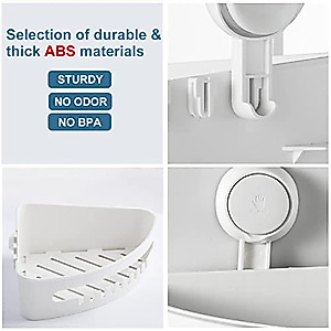 VELMADE Corner Shower Caddy, No Drilling Shower Shelf Kitchen Storage Basket With Hooks, Bathroom Storage Organizer Wall Mounted for Kitchen, Bathroom