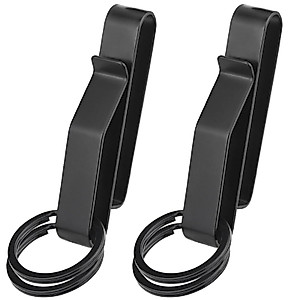 Duty Belt Key Holder, 2 Pack Belt Key Clip, Stainless Steel Stealth Belt Loop Key Ring Holder with 4 Keyrings UIInosoo for Police Handcuff and Fire Agencies Fits Max 2.25 Inch Belt