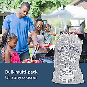 Pinnacle Mercantile 20 lb. Drawstring Ice Bags (30-Count) Heavy-Duty, Puncture-Resistant EVA | Cotton Pull Closure | Disposable, Recyclable | Portable Storage and Freezer Keeper