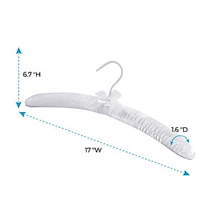 JS HANGER Padded Hanger for Sweaters - 17 Inch Extra Large Heavy Duty Satin Covered Coat Hangers No Shoulder Bump for Women Clothes, Sweaters, Dresses, Clothing, Weddings, Lingerie Pack of 10, White