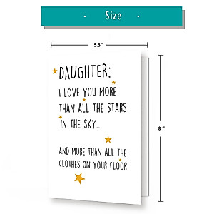 Inspirational Daughter Birthday Card, Humorous Birthday Gifts for Daughter Adult, Motivational Daughter Birthday Card from Mom Dad, I Love You More Than The Stars In The Sky