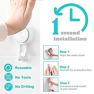 QuanRise Suction Hooks Powerful Vacuum Suction Cup Hooks- Heavy Duty for Shower, Waterproof Suction Hanger for Bathroom Kitchen Towel, Wall Hooks, Kitchen Tools Removable and Reusable (8 Pack)