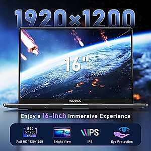 ACEMAGIC Laptop 16 inch FHD Display, 16GB RAM 512GB ROM with Intel 12th Gen Alder Lake N95(4C/4T, Up to 3.4GHz) Laptop Computer Support WiFi, BT5.0, 1MP Webcam, 3*USB3.2, Type-C