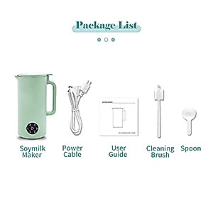 Irishom Soymilk Maker - 350mL Juicer Soy Milk Machine with Stainless Steel and Blade, Multi Cooker Mixer for Rice Cereal Boiling , US Plug 110V, Green