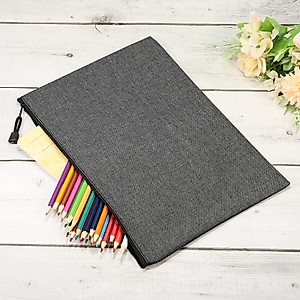 PATIKIL Canvas Zipper Bags, 5 Pack A4 Blank DIY Zip Pocket Pencil Case Stationery Pouch for Travel Craft Supply, Gray