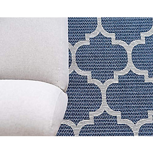 Rugs.com Georgia Collection Rug – 7' x 10' Navy Blue Flatweave Rug Perfect for Living Rooms, Large Dining Rooms, Open Floorplans