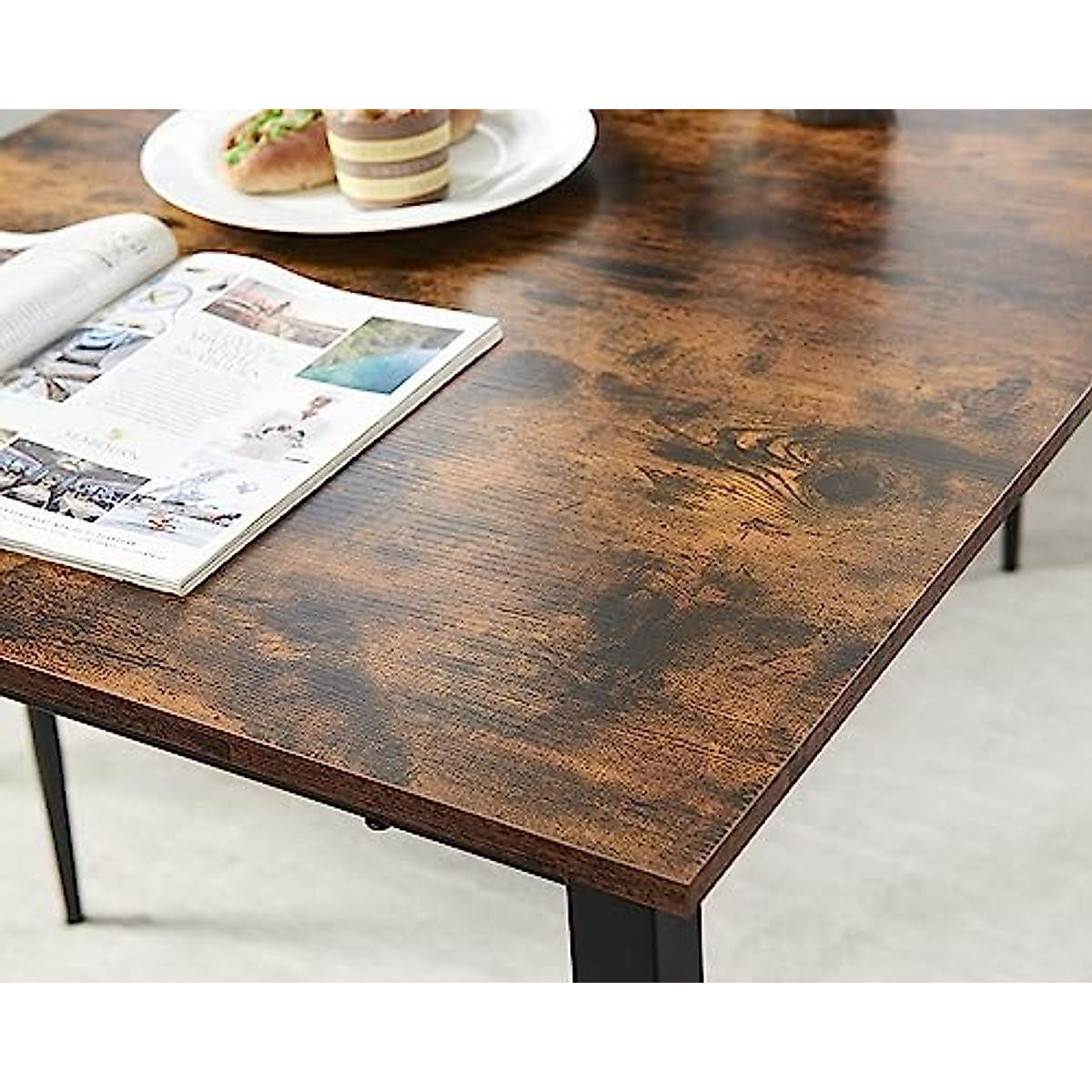 Tassullo Dining Table and Chair Set for 4, 47 Inch MDF Tabletop Kitchen Table Set with High Back PU Leather Chairs, Nesting for Space Saving (Table & Chair Set)